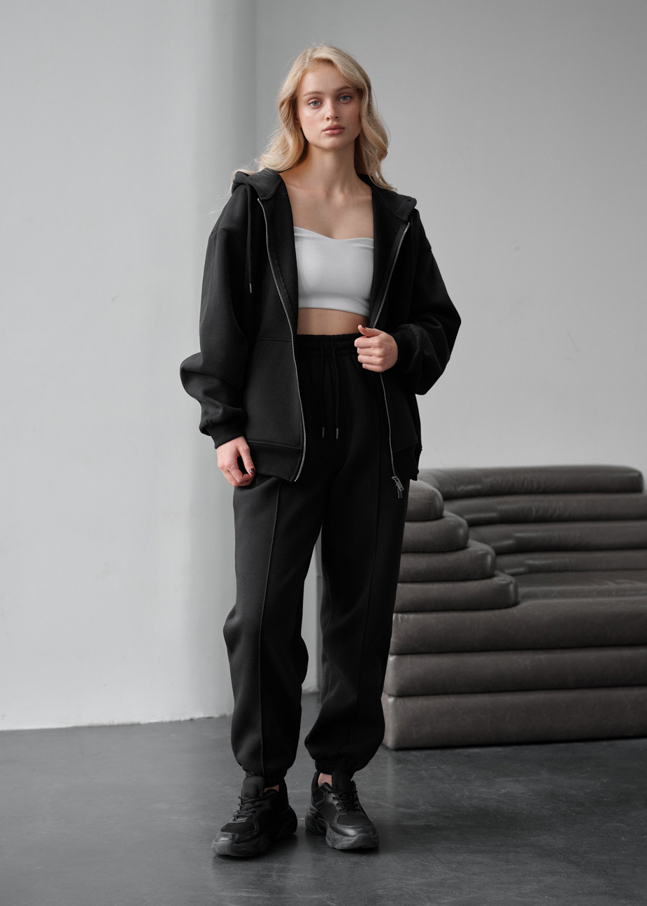 Спортивний костюм жіночий Staff jay black zip oversize fleece чорний ...
