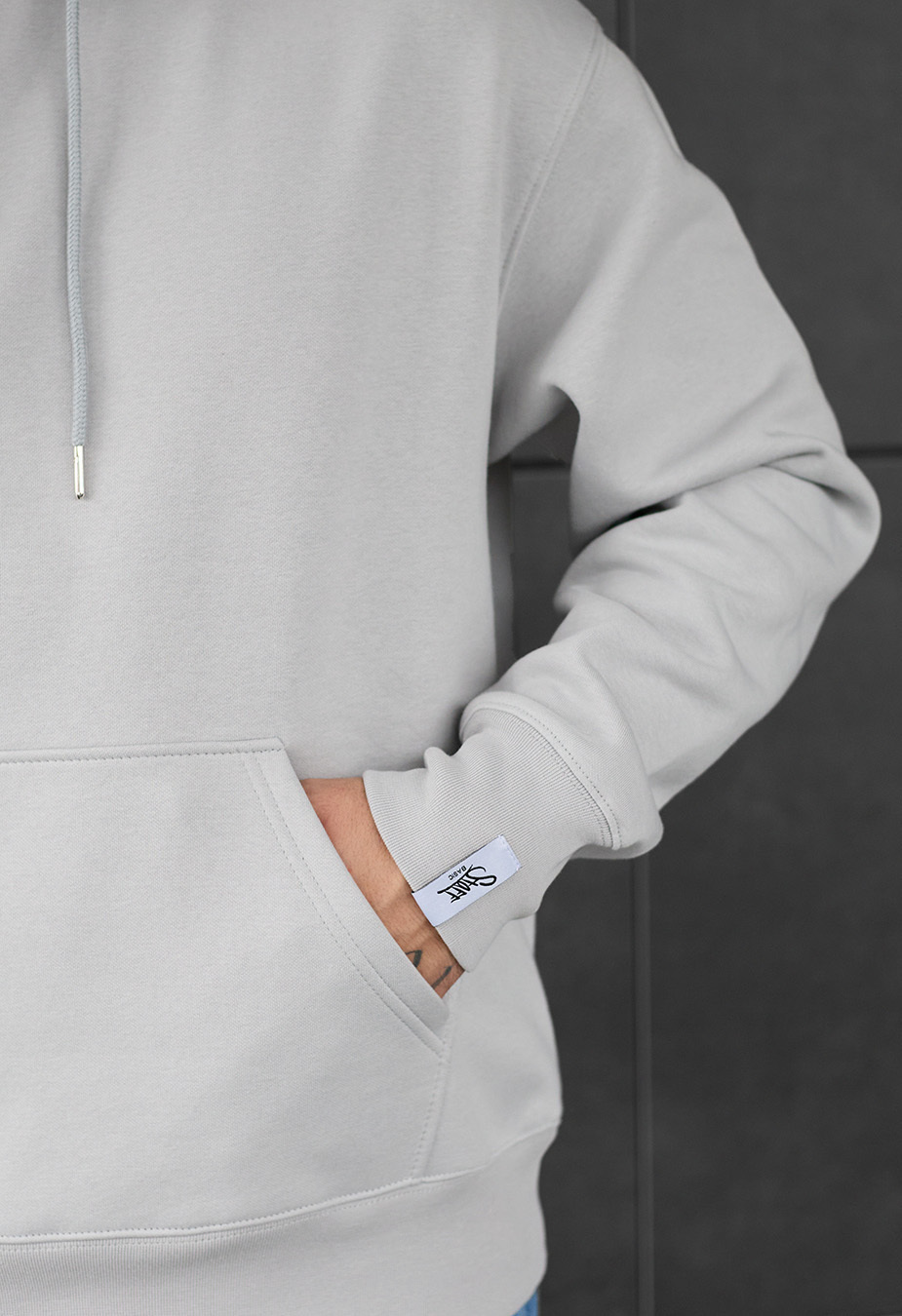 Толстовка чоловіча Staff light gray basic oversize fleece світло-сіра бавовняна оверсайз тепла ...