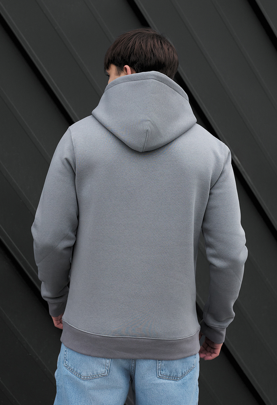 Чоловіче худі Staff gray basic fleece сіре базове тепле молодіжне на флісі однотонне бавовняне ...