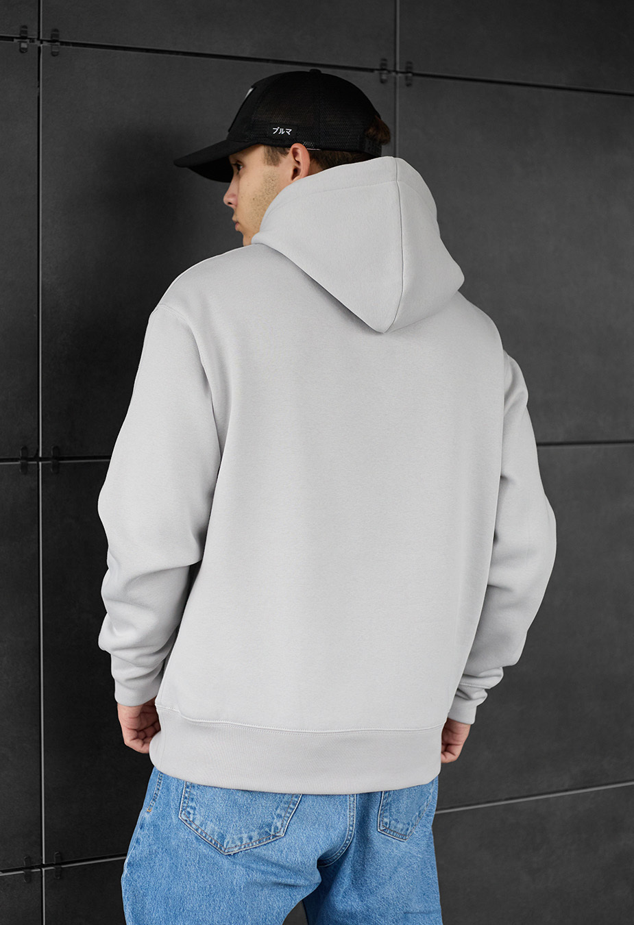 Толстовка чоловіча Staff light gray basic oversize fleece світло-сіра бавовняна оверсайз тепла ...