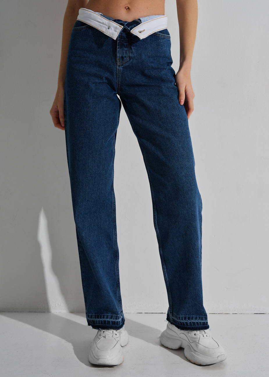 Джинси жіночі Staff wide leg blue сині розкльошені модні бавовняні ціна