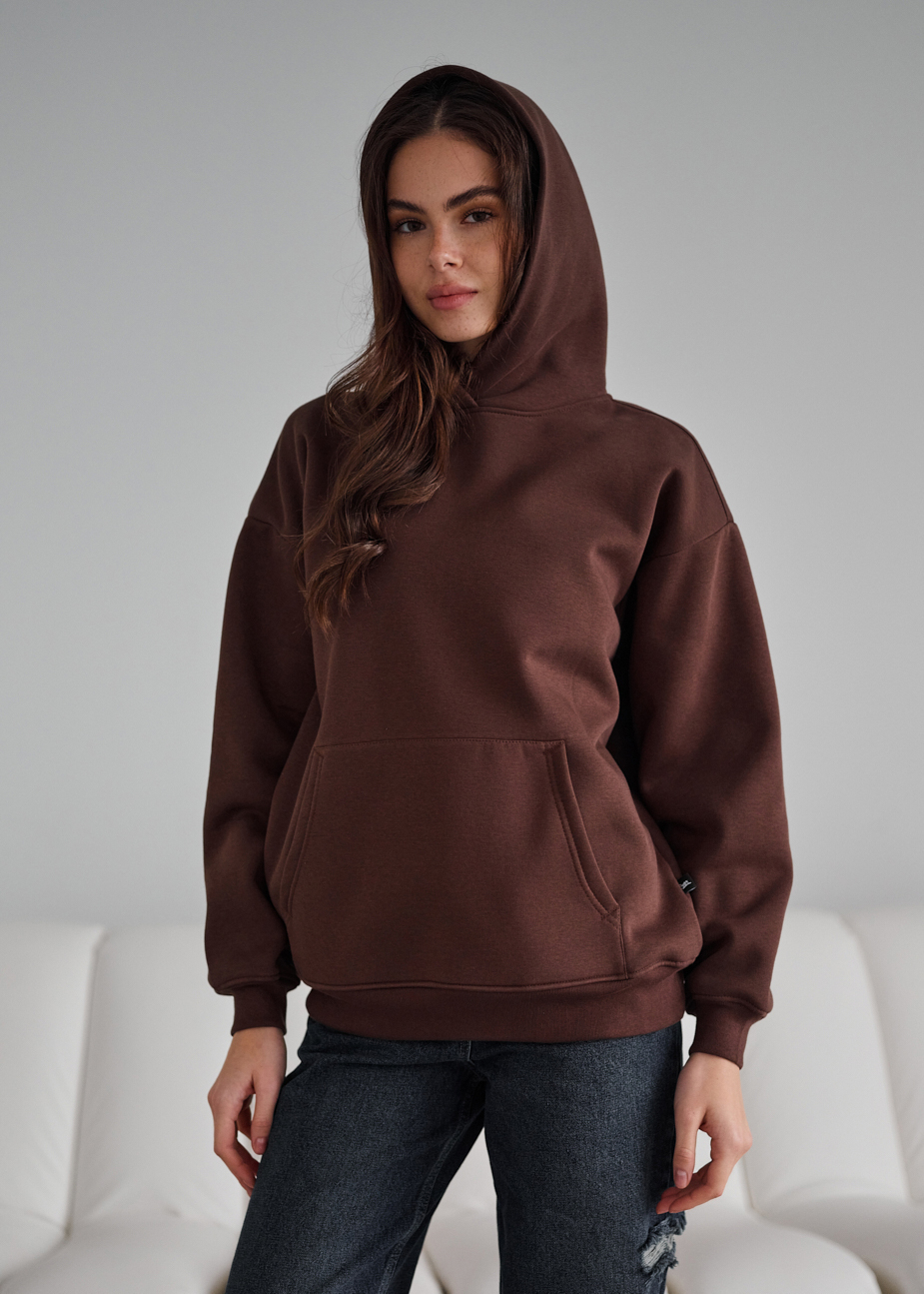 Худі жіноче Staff brown oversize fleece коричневе для дівчини бавовняне тепле на флісі оверсайз ціна