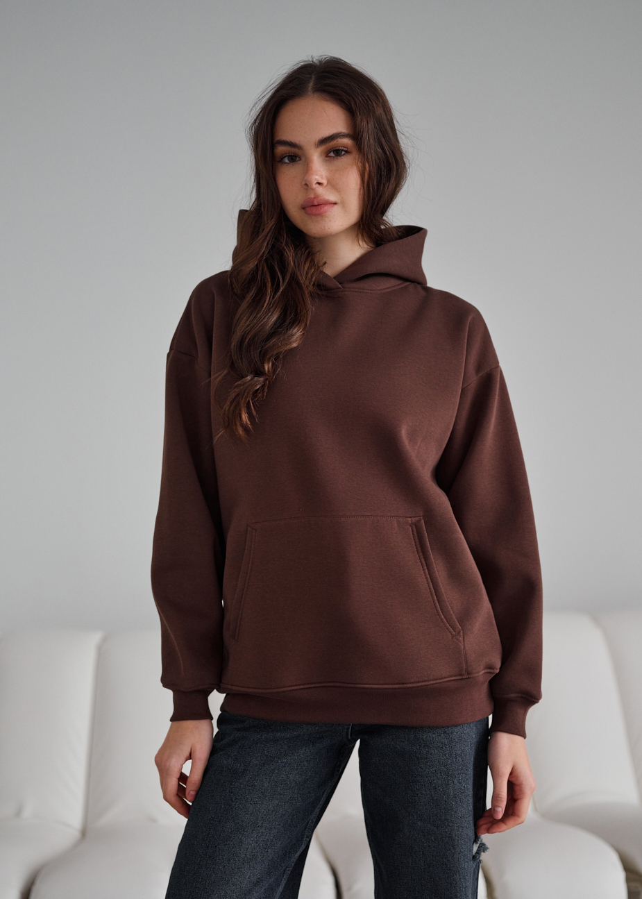 Худі жіноче Staff brown oversize fleece коричневе для дівчини бавовняне тепле на флісі оверсайз ціна