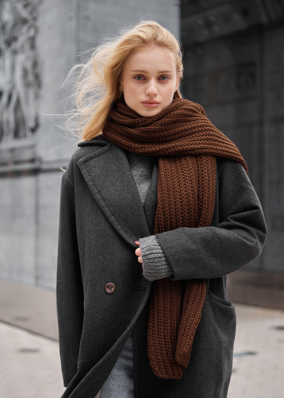 Шарф жіночий Staff so brown коричневий молодіжний теплий в’язаний ...