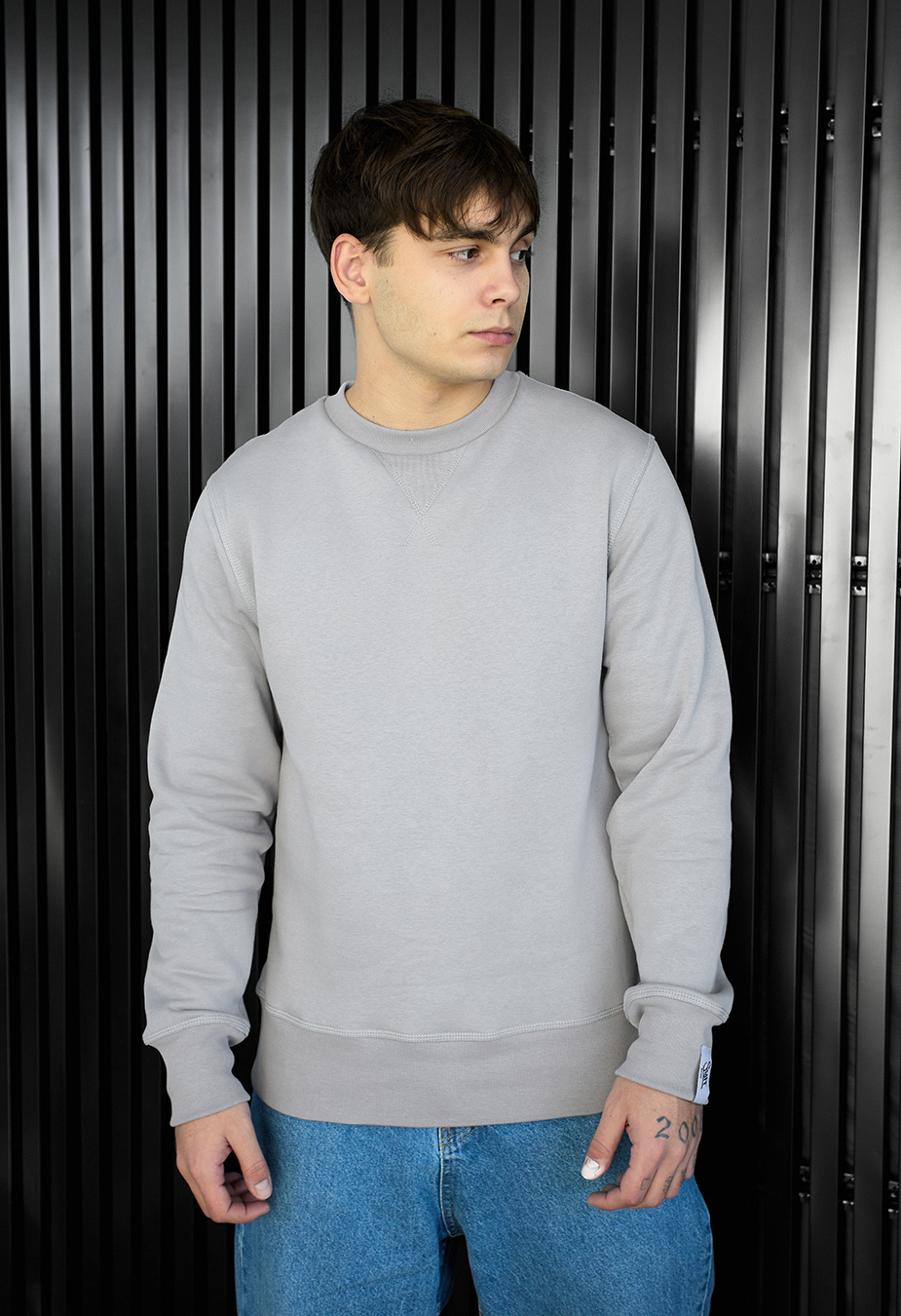Світшот чоловічий Staff light gray basic fleece світло-сірий бавовняний теплий на флісі базовий ...