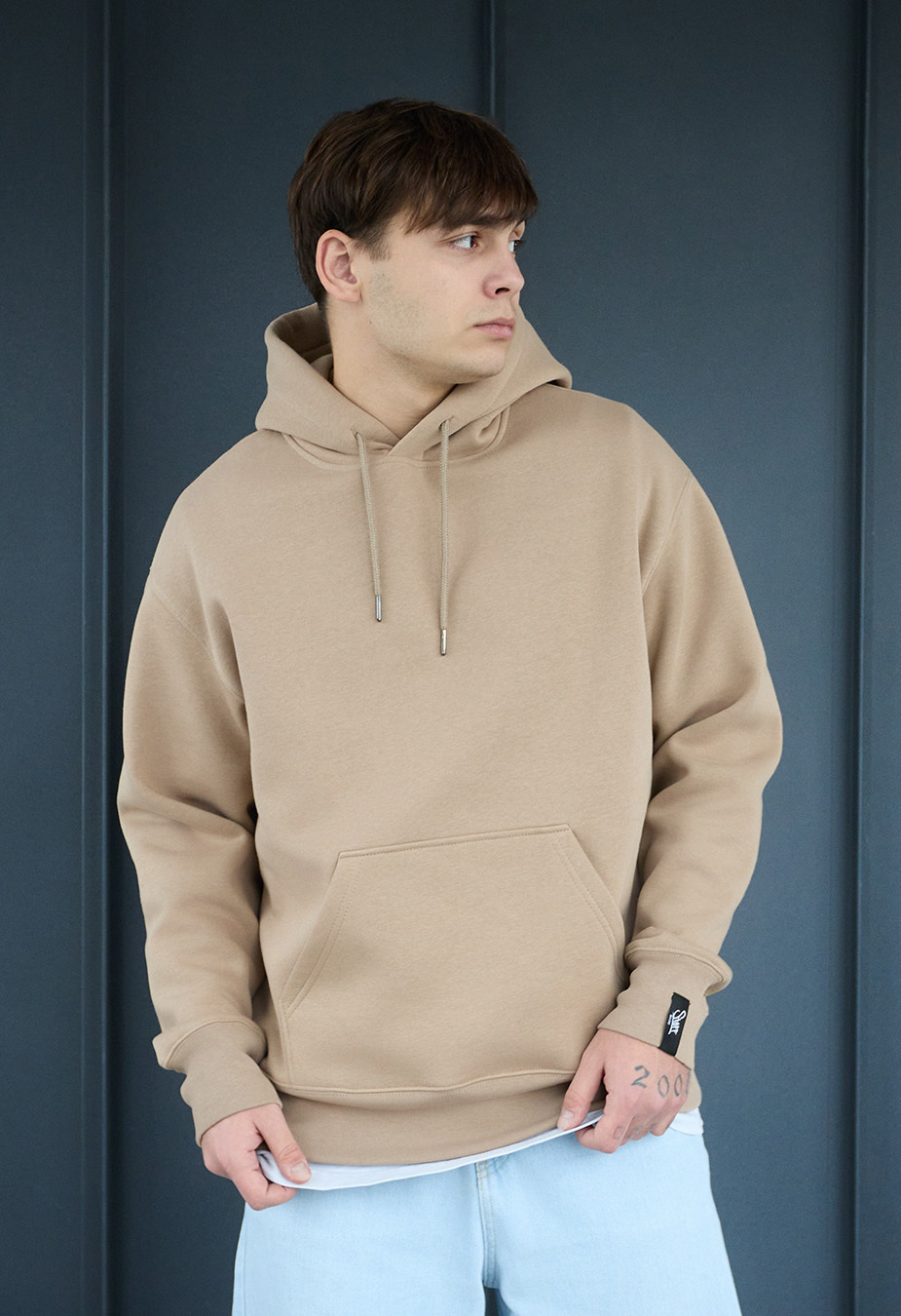Толстовка чоловіча Staff light brown basic oversize fleece світло-коричнева оверсайз на флісі ...
