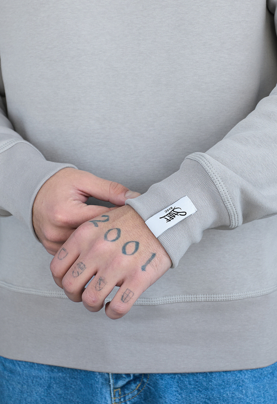 Світшот чоловічий Staff light gray basic fleece світло-сірий бавовняний теплий на флісі базовий ...