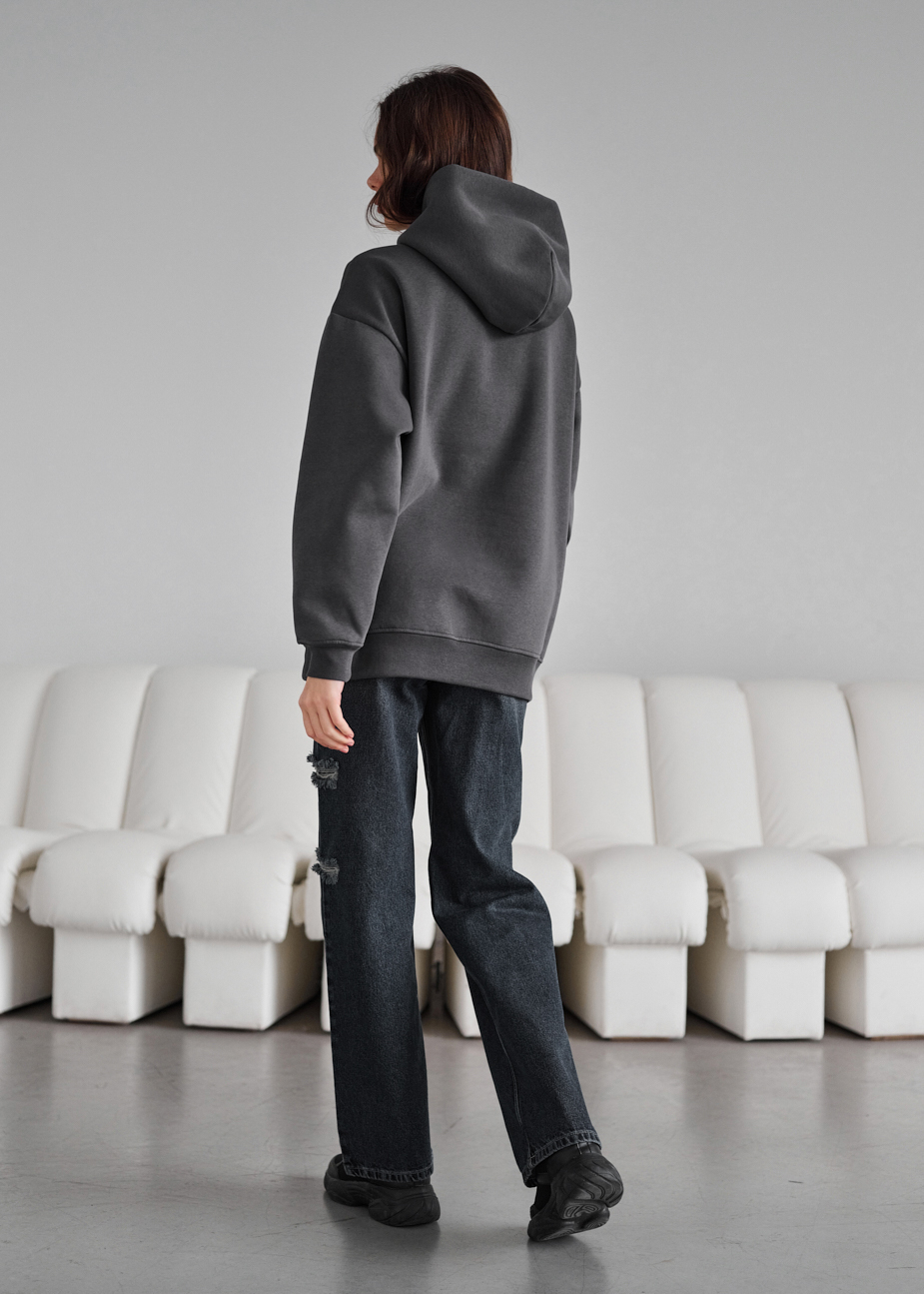 Толстовка жіноча Staff gray oversize fleece сіра однотонна брендова оверсайз тепла на флісі ...