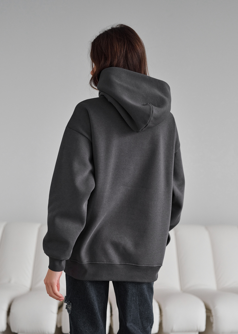Толстовка жіноча Staff gray oversize fleece сіра однотонна брендова оверсайз тепла на флісі ...