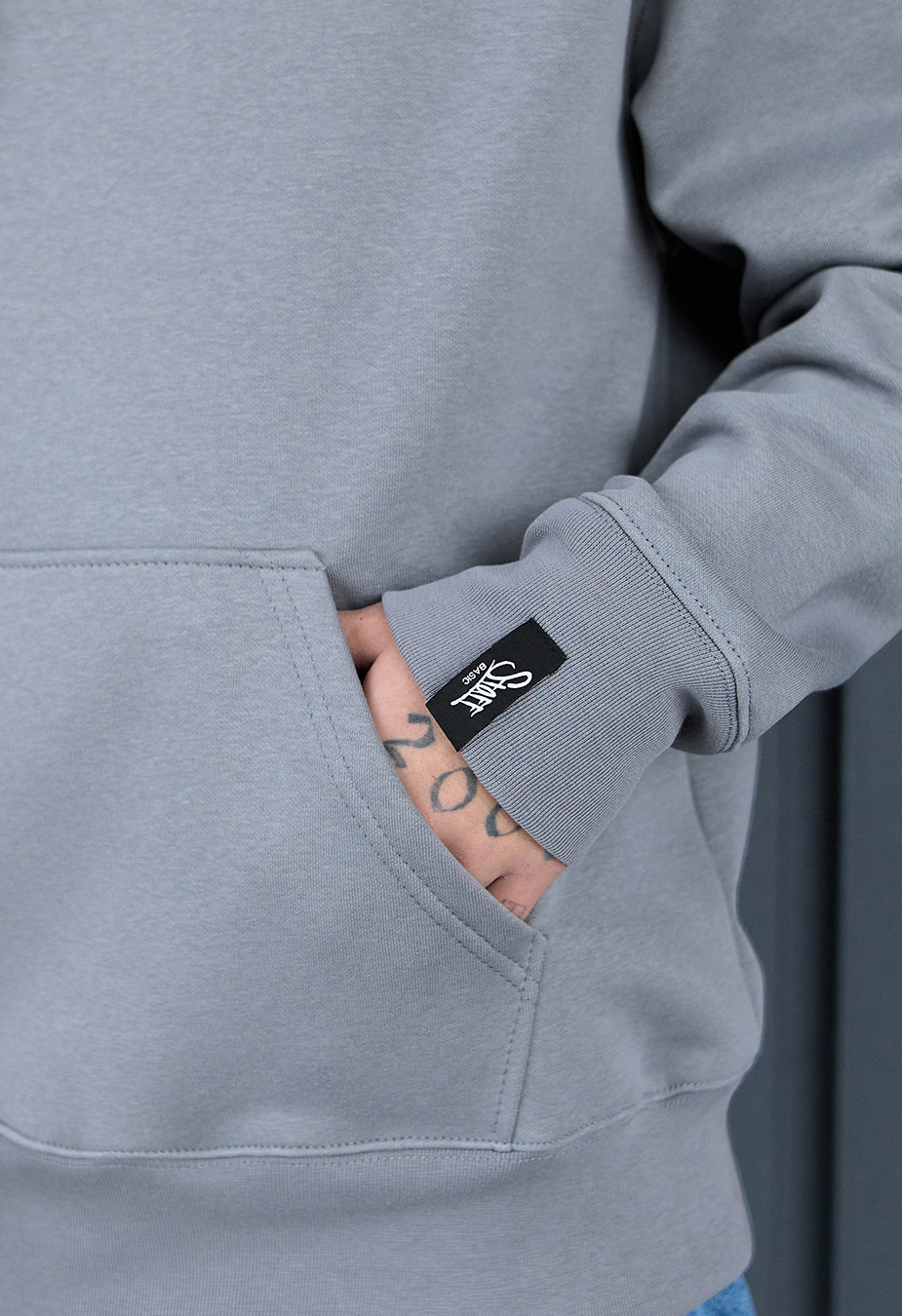 Чоловіче худі Staff gray basic oversize fleece сіре однотонне базове оверсайз для хлопця на ...