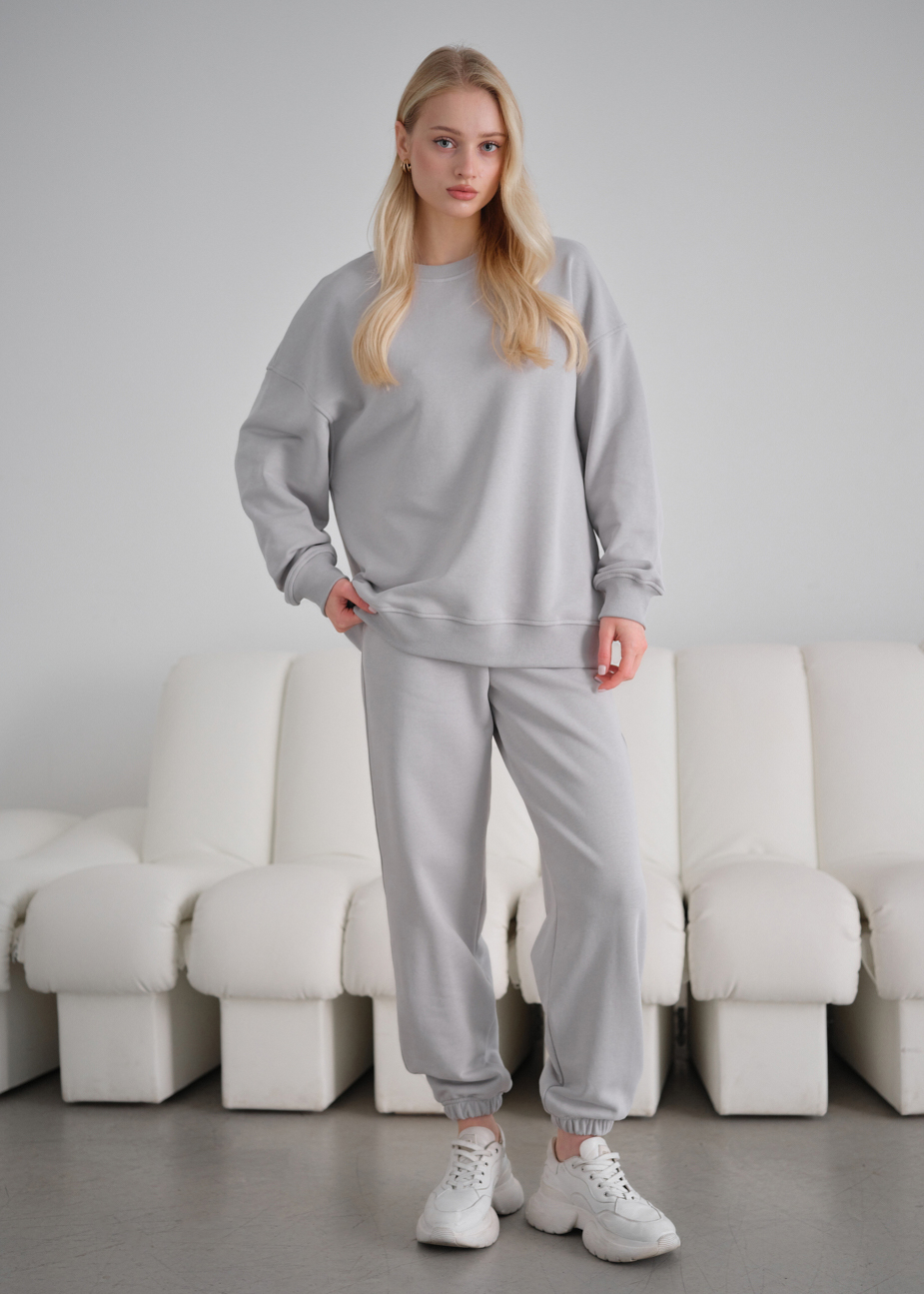 Спортивний костюм жіночий Staff fa light gray oversize світло-сірий стильний оверсайз бавовняний ...