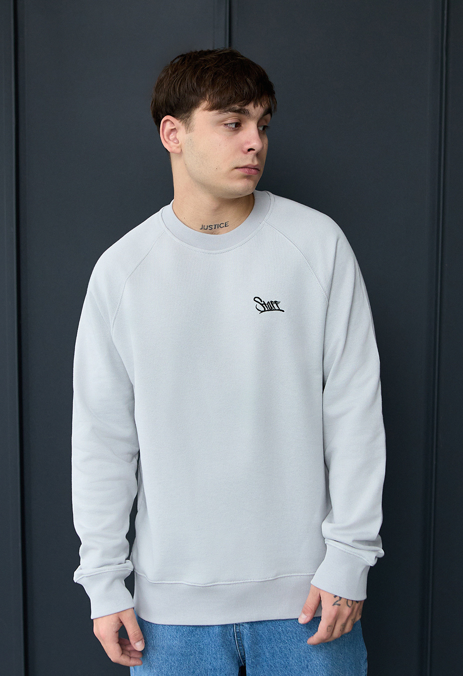 Світшот чоловічий Staff light gray logo світло-сірий з логотипом недорогий бавовняний ціна