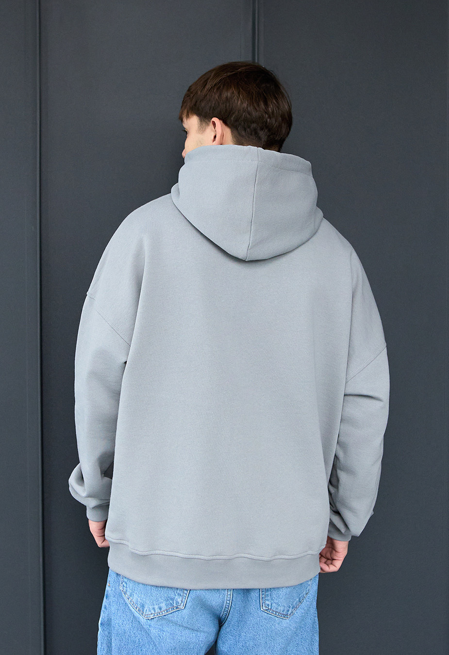 Толстовка чоловіча Staff gray oversize сіра однотонна стильна бавовняна оверсайз купити