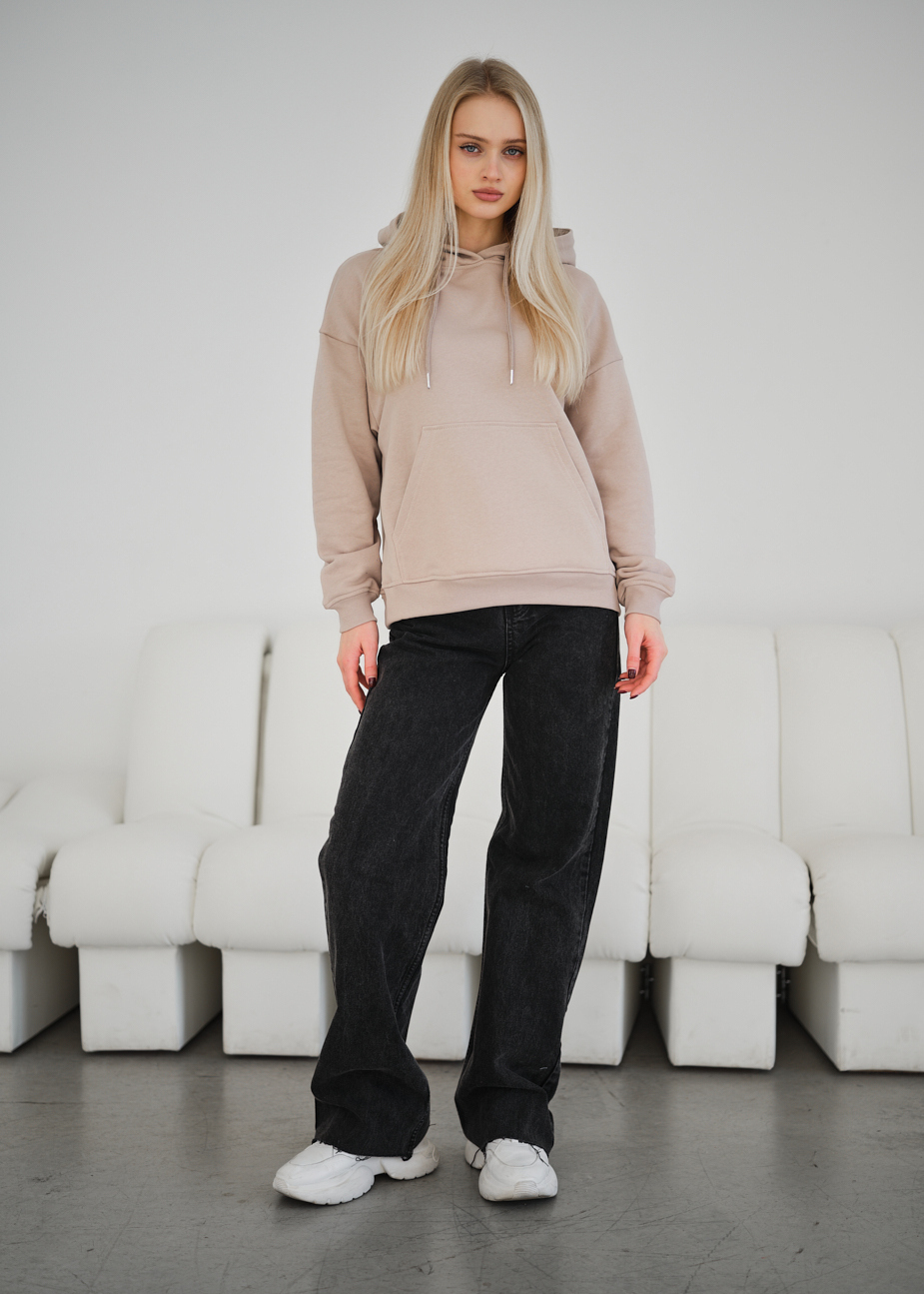 Толстовка жіноча Staff vin beige oversize бежева оверсайз брендова однотонна бавовняна ціна