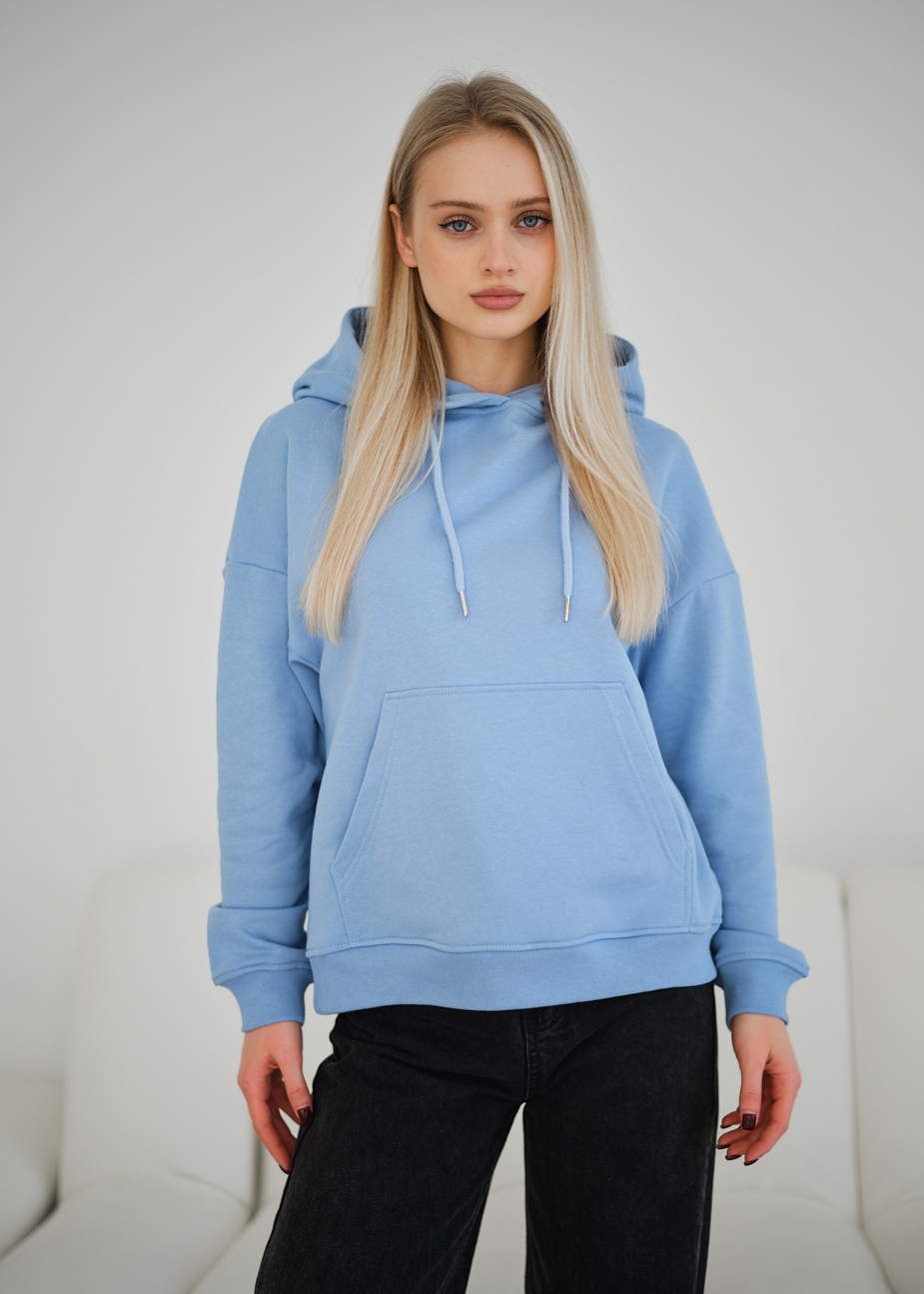 Толстовка жіноча Staff vin light blue oversize світло-синя однотонна модна бавовняна оверсайз купити