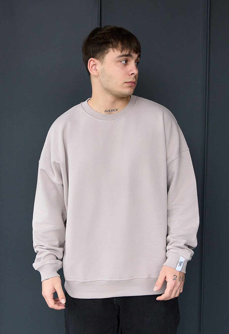 Світшот чоловічий Staff light gray basic oversize світло-сірий однотонний для підлітка ...