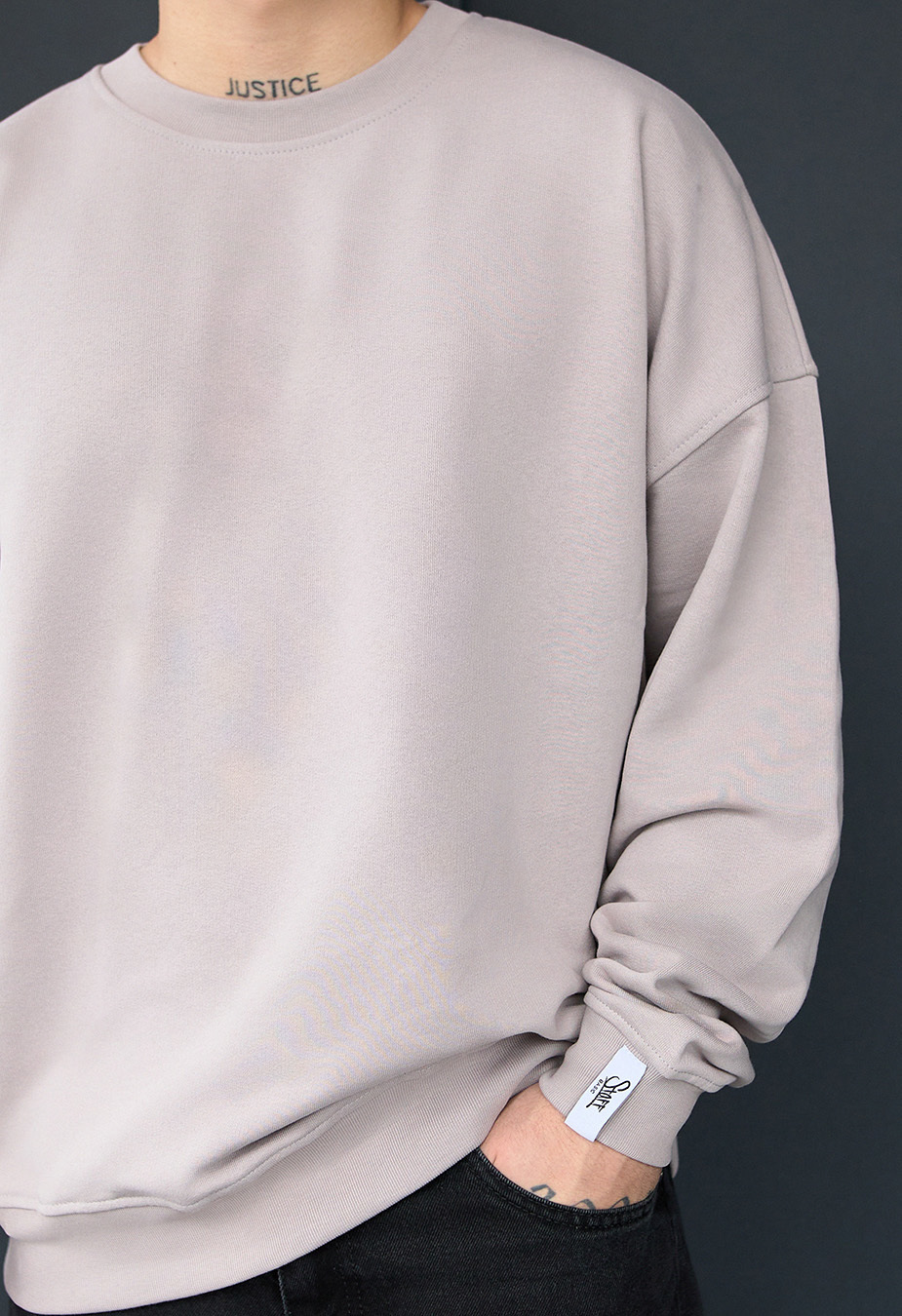 Світшот чоловічий Staff light gray basic oversize світло-сірий однотонний для підлітка ...