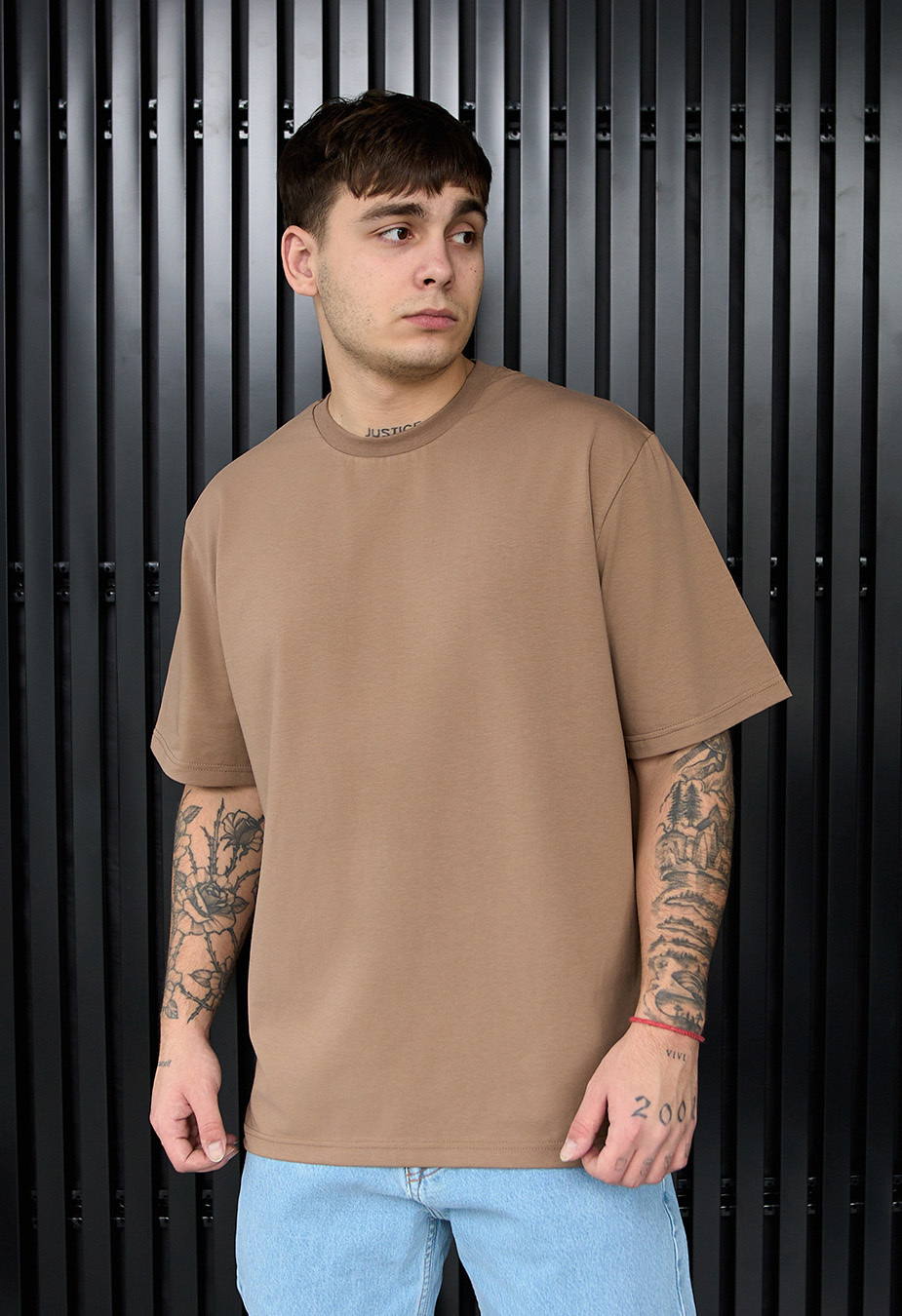 Футболка чоловіча Staff brown oversize коричнева оверсайз для підлітка однотонна ціна