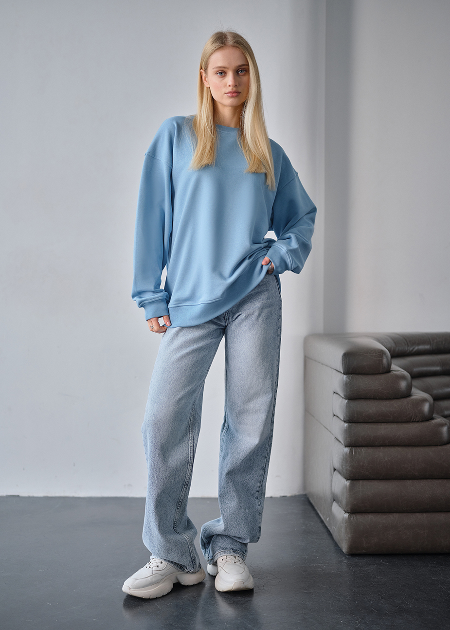 Світшот жіночий Staff fa light blue oversize блакитний бавовняний оверсайз стильний купити