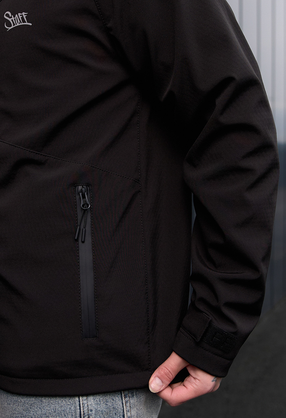 Чоловіча куртка soft shell Staff nexu black logo чорна з логотипом рефлективна демісезонна з ...