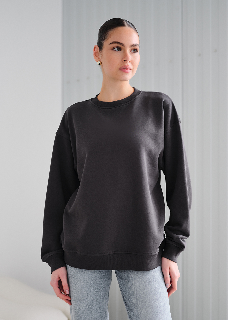 Світшот жіночий Staff fa dark gray oversize темно-сірий оверсайз бавовняний для жінки купити