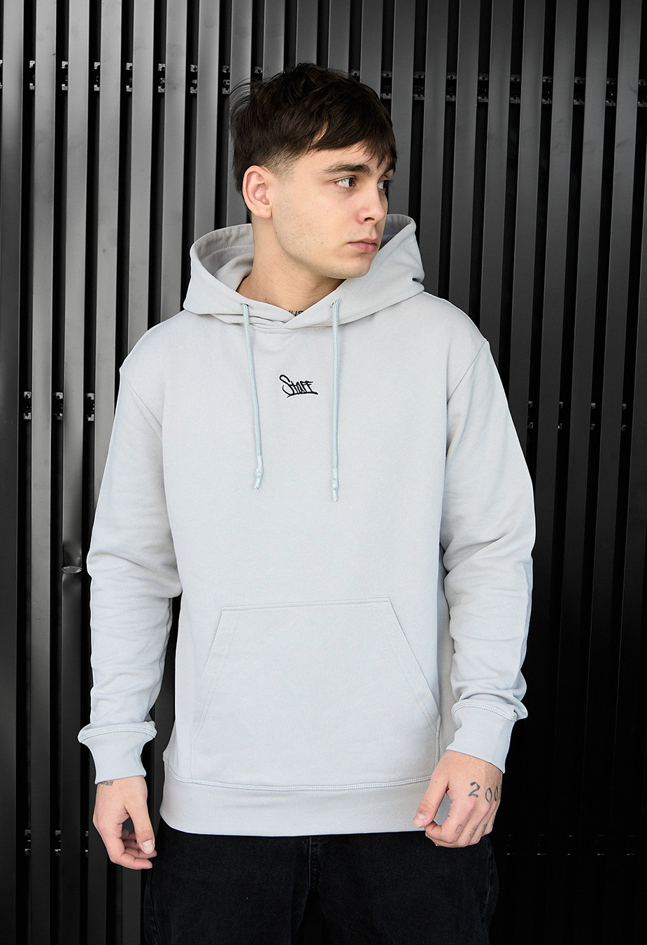 Толстовка чоловіча Staff light gray logo світло-сіра для хлопця бавовняна з логотипом ціна