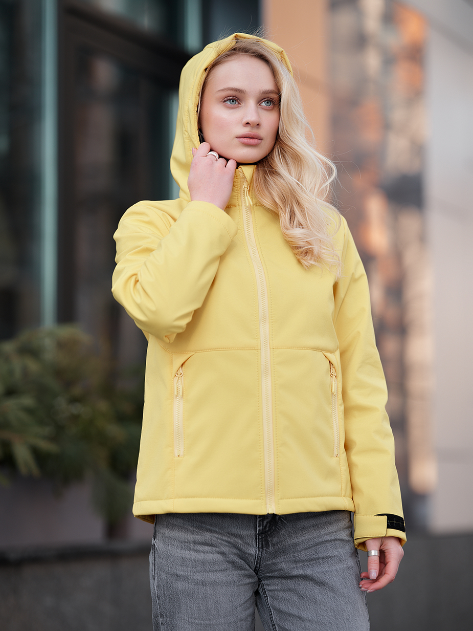Куртка жіноча Staff soft shell yellow жовта легка демісезонна недорога водонепроникна з ...