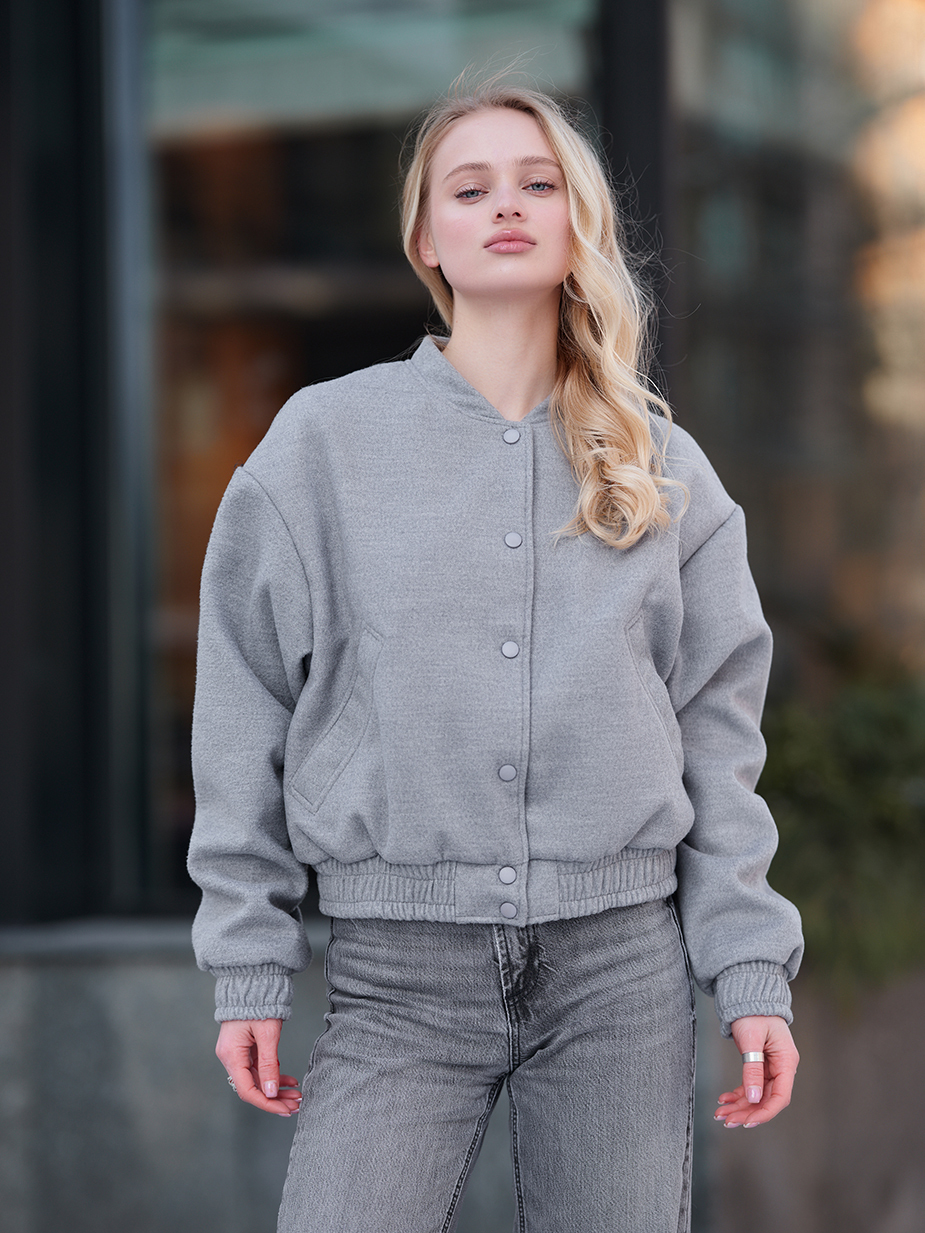 Бомбер жіночий Staff bla light gray світло-сірий однотонний демісезонний молодіжний ціна