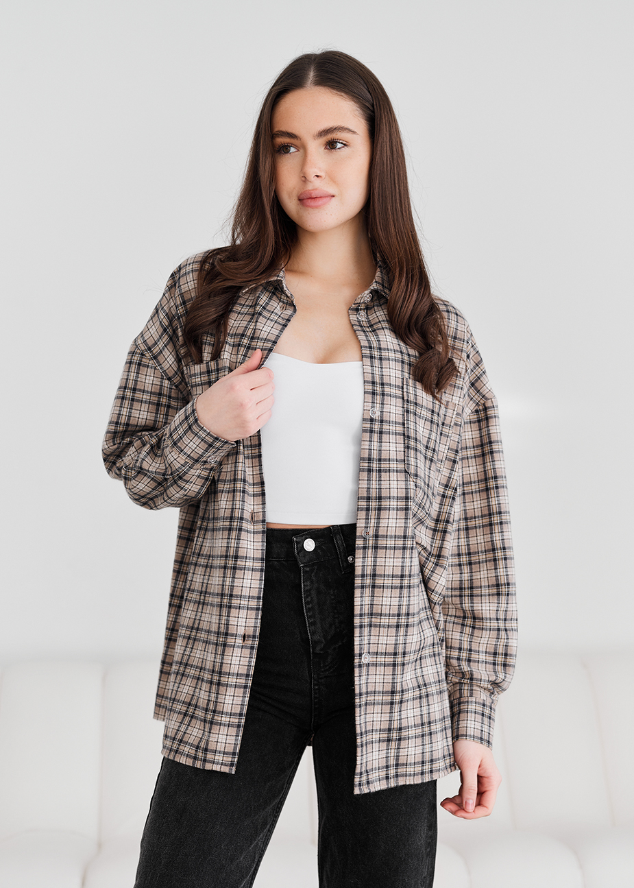 Сорочка жіноча Staff ha c2 oversize мікс кольорів оверсайз в клітинку з ...