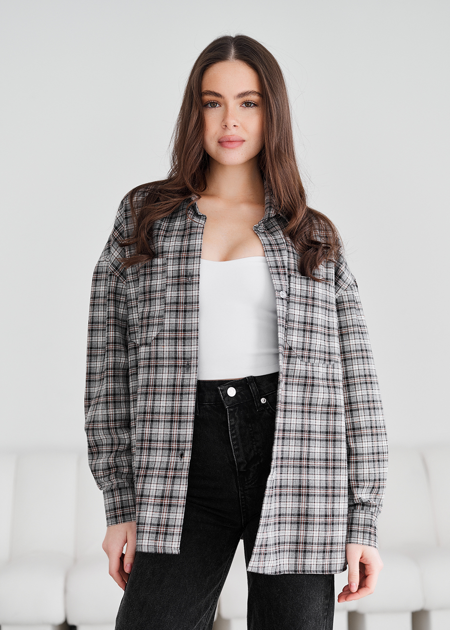 Сорочка жіноча Staff ha c3 oversize мікс кольорів в клітинку модна з ...