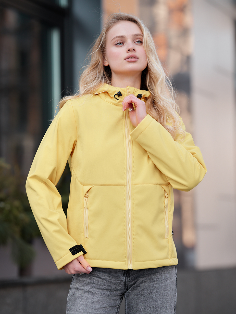 Куртка жіноча Staff soft shell yellow жовта легка демісезонна недорога водонепроникна з ...