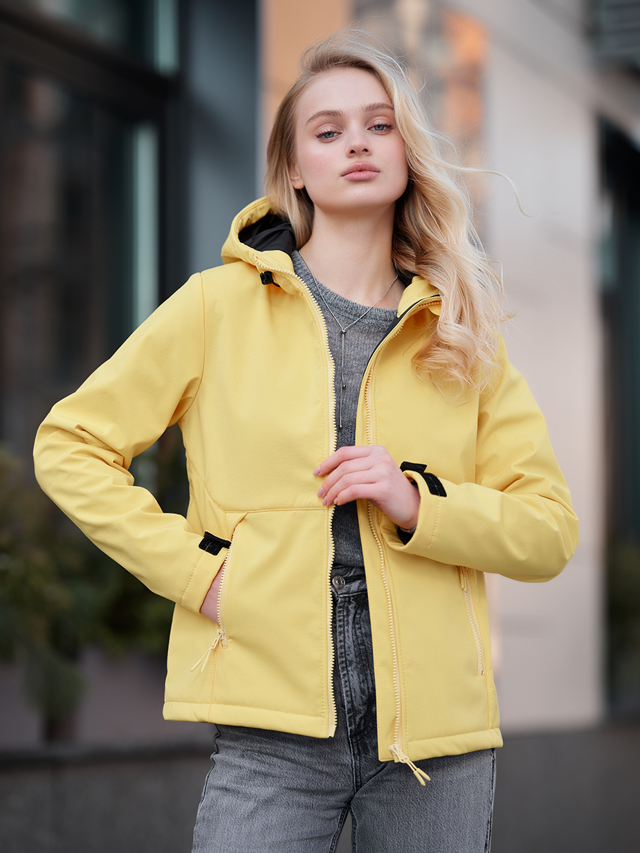 Куртка жіноча Staff soft shell yellow жовта легка демісезонна недорога водонепроникна з ...