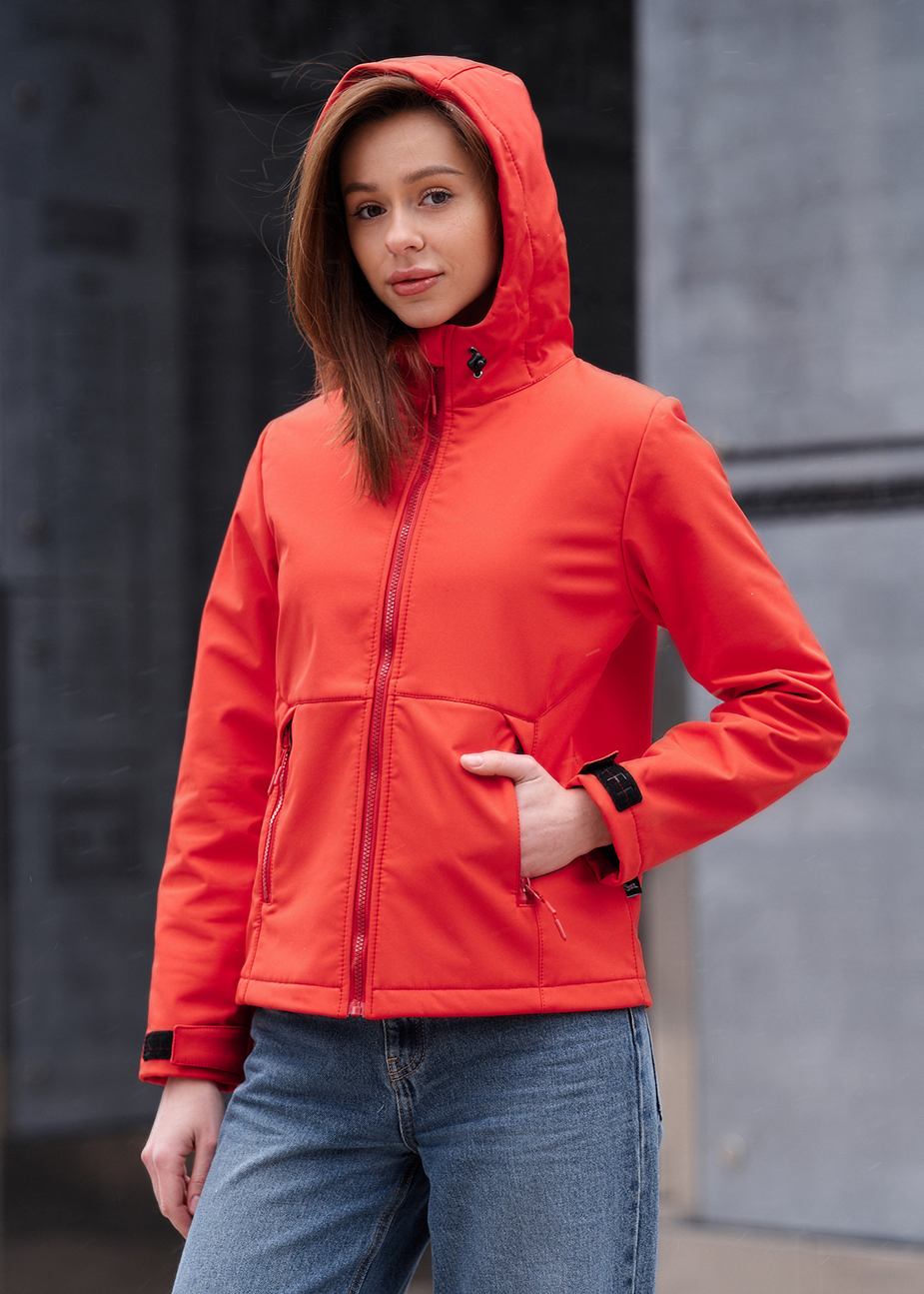 Жіноча куртка Staff soft shell red червона з капюшоном водонепроникна ...