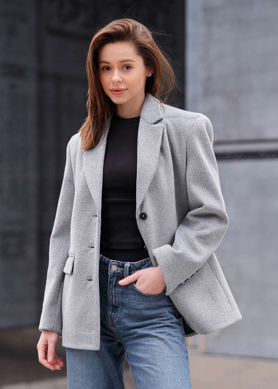 Пальто жіноче Staff ro light gray світло-сіре демісезонне недороге коротке купити