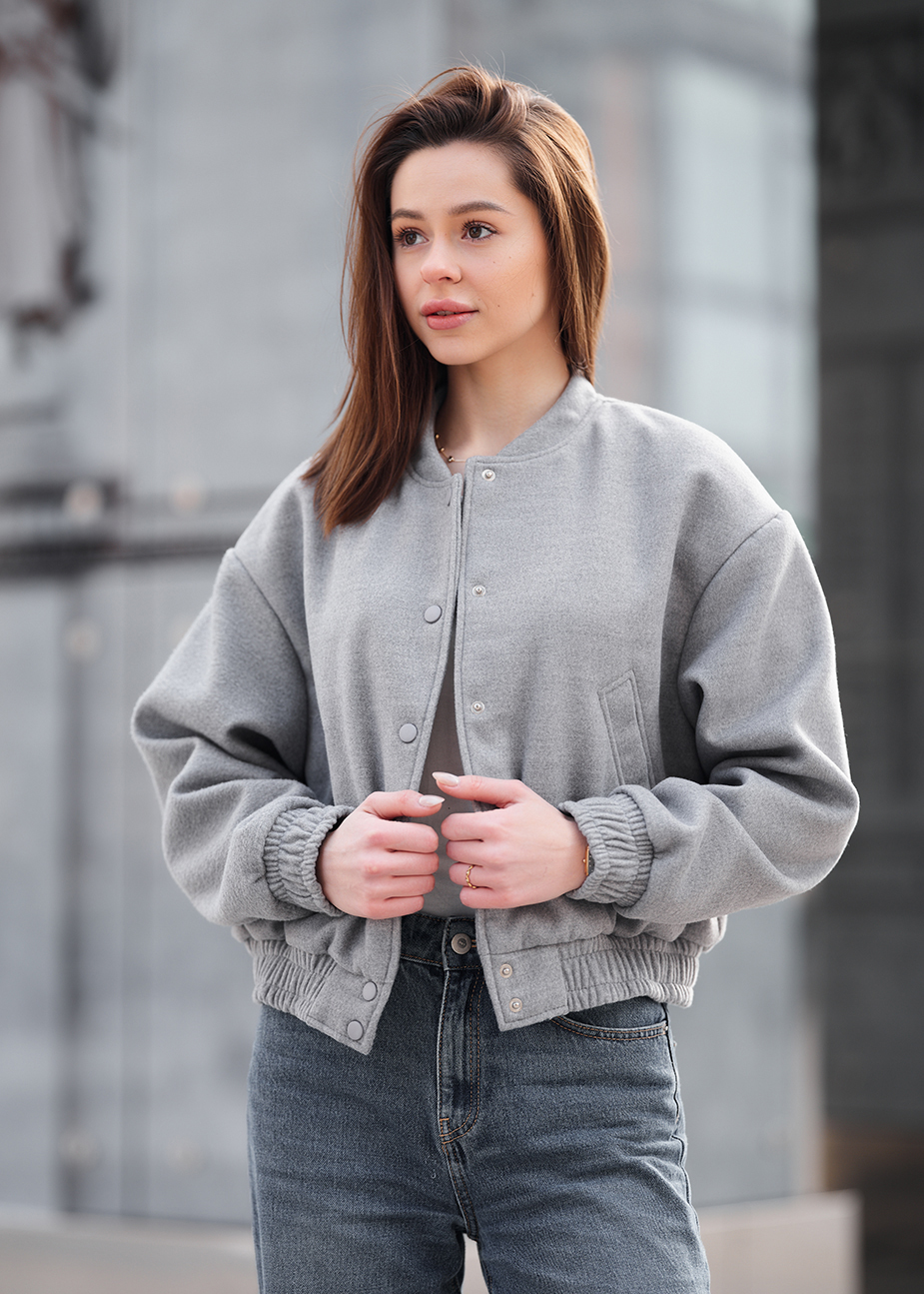 Бомбер жіночий Staff bla light gray світло-сірий однотонний демісезонний молодіжний ціна
