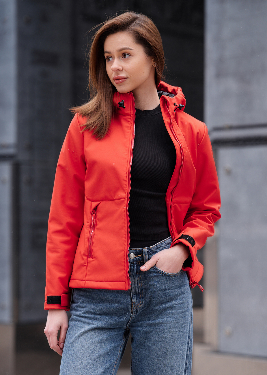 Жіноча куртка Staff soft shell red червона з капюшоном водонепроникна ...