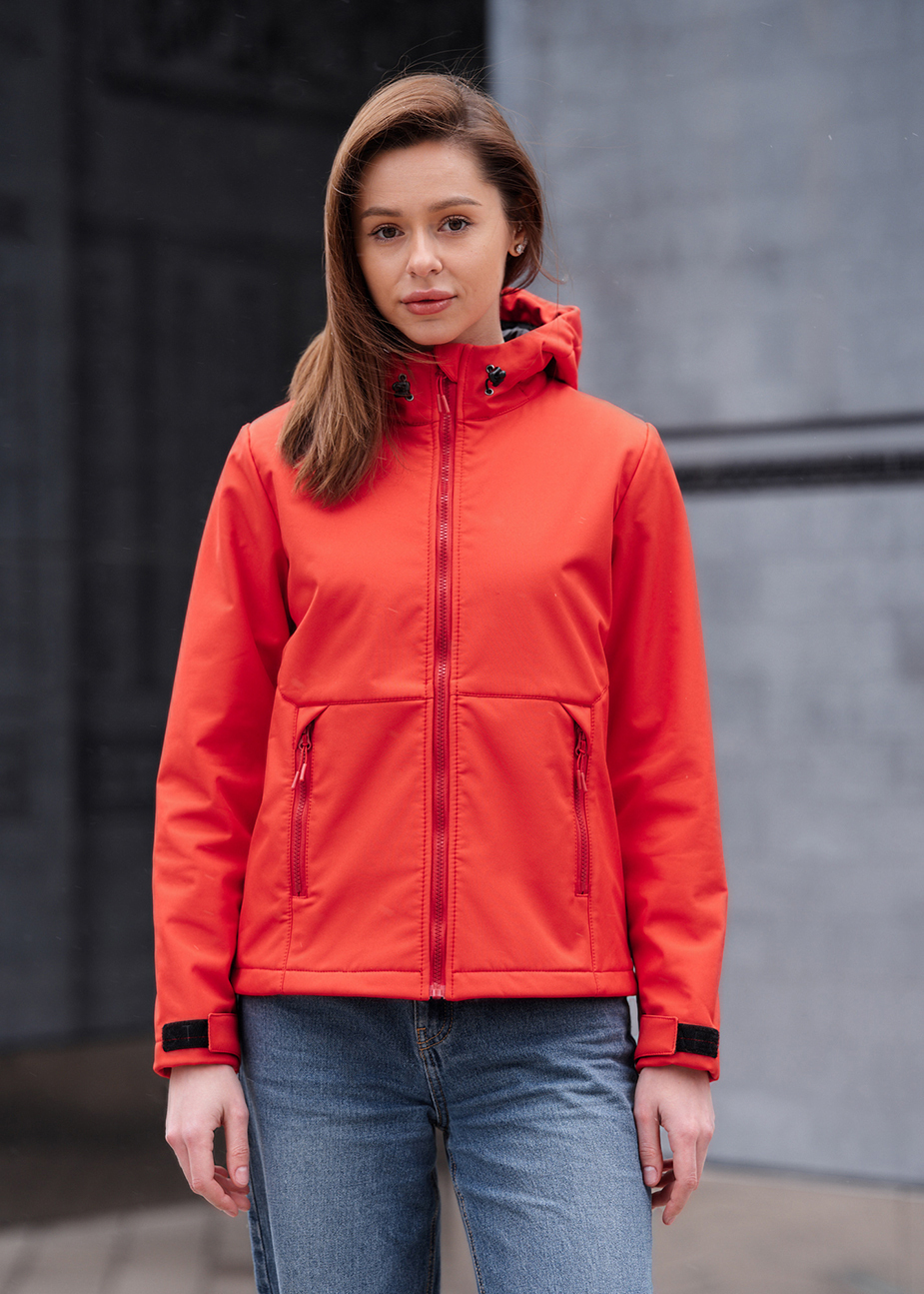 Жіноча куртка Staff soft shell red червона з капюшоном водонепроникна ...