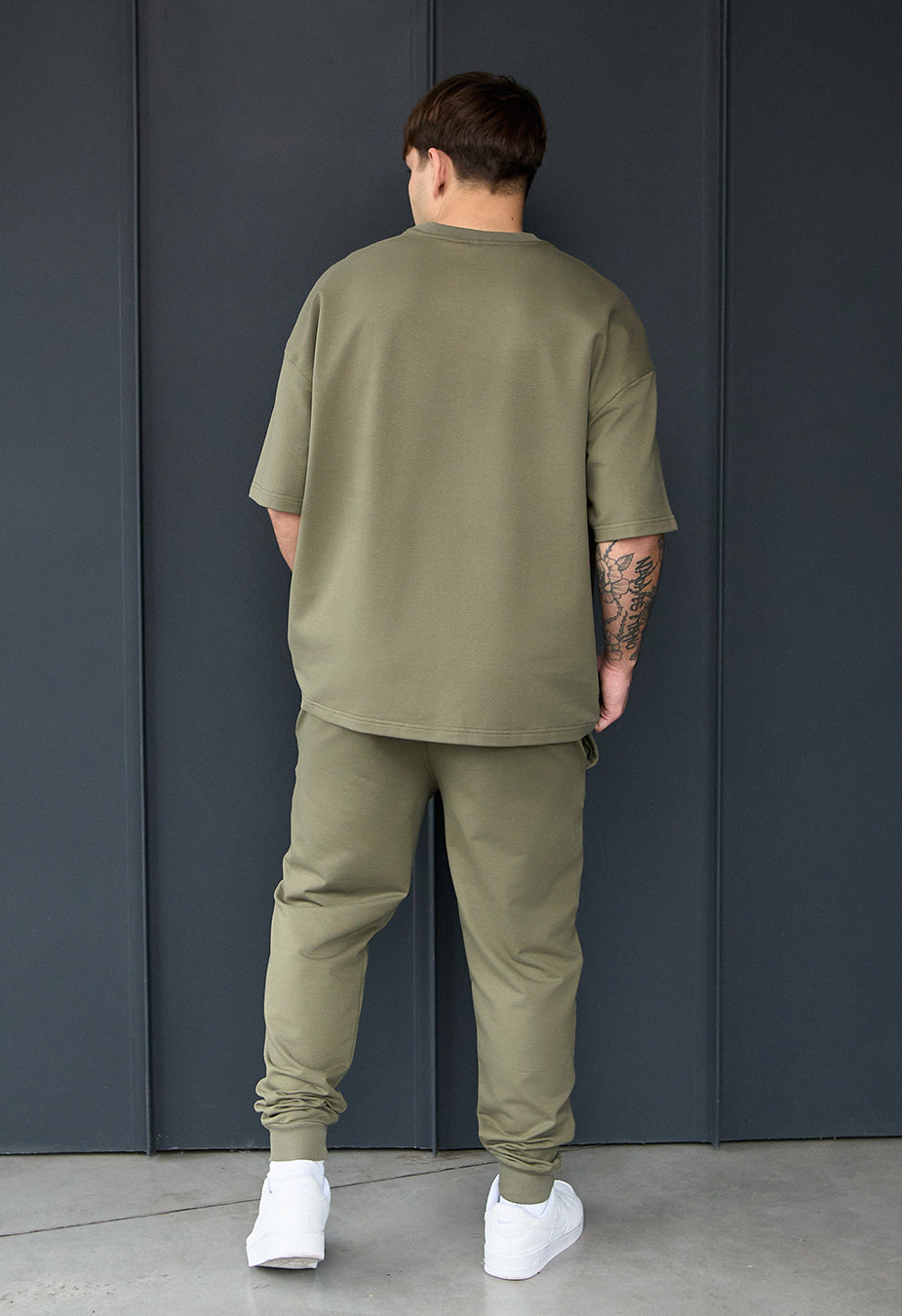 Спортивний костюм чоловічий Staff qix olive oversize premium оливкового кольору стильний ...