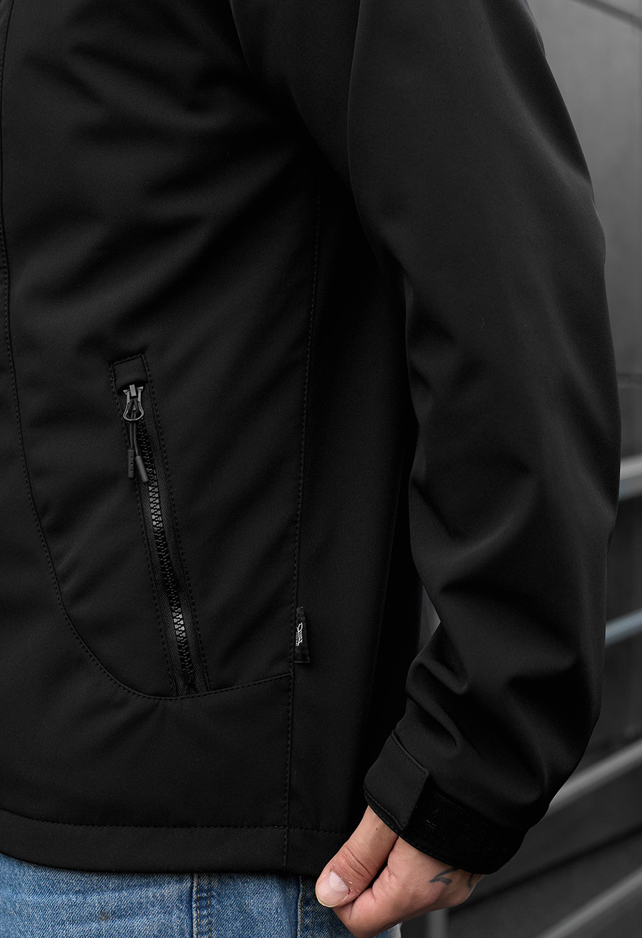 Чоловіча куртка Staff soft shell di black чорна демісезонна для підлітка легка з капюшоном ...