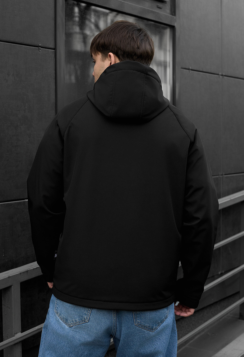 Чоловіча куртка Staff soft shell di black чорна демісезонна для підлітка легка з капюшоном ...