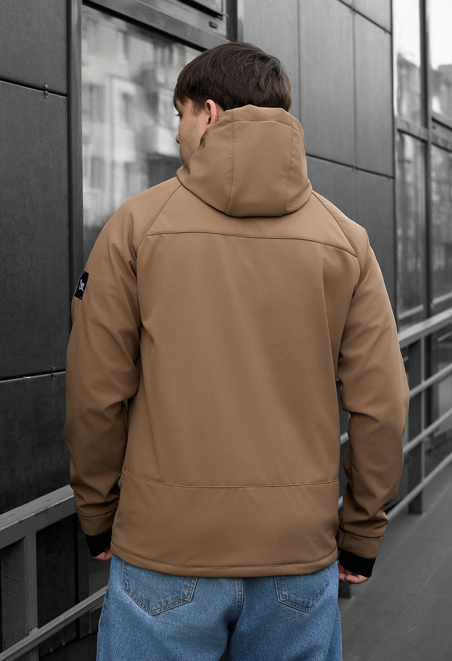 Чоловіча куртка Staff soft shell lokk brown коричнева з логотипом брендова з капюшоном легка ...