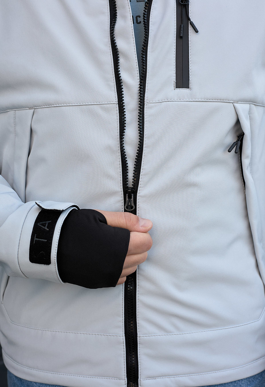 Чоловіча куртка Staff soft shell lokk light gray світло-сіра з логотипом водонепроникна для ...