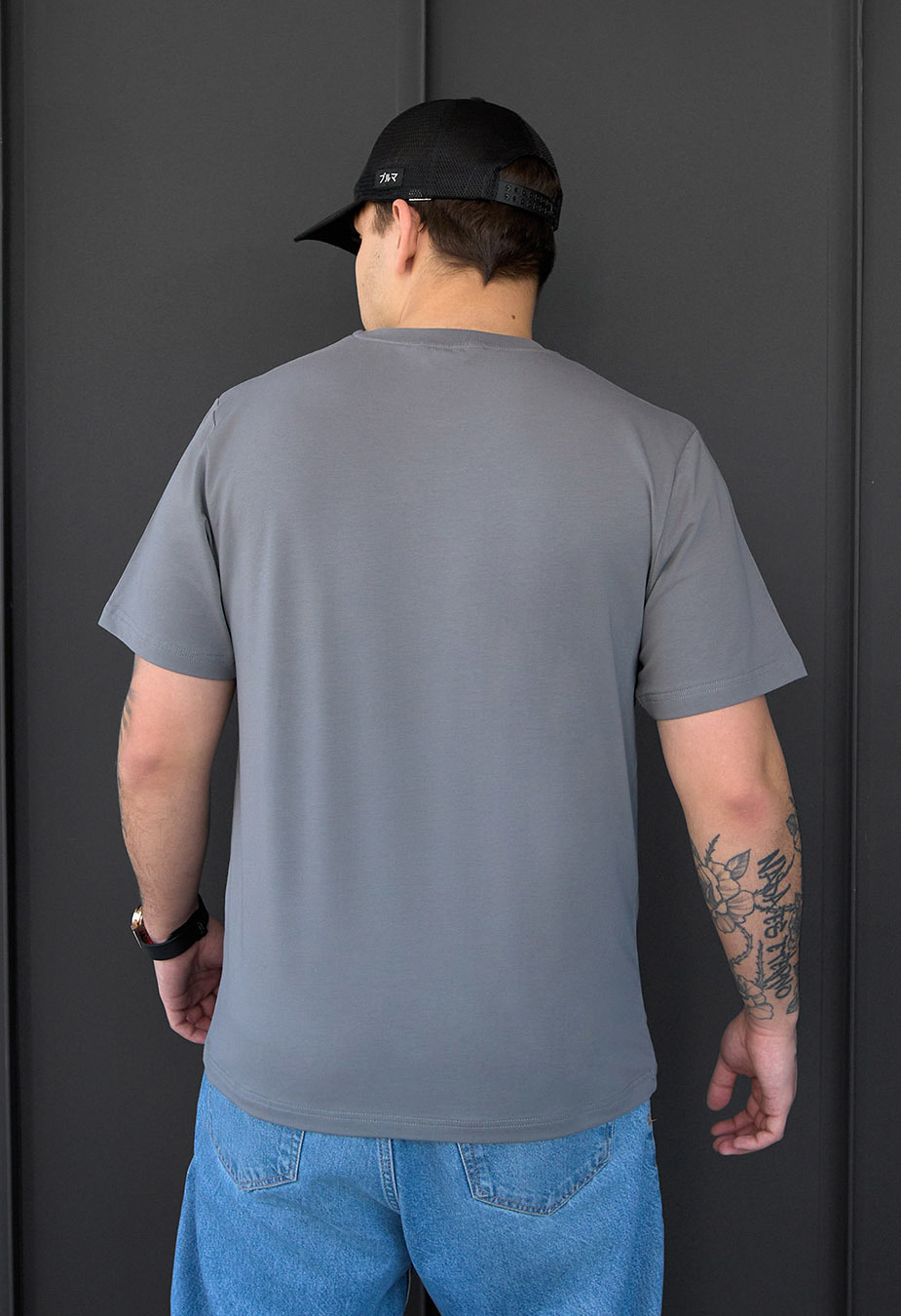 Футболка чоловіча Staff gray сіра однотонна стильна купити