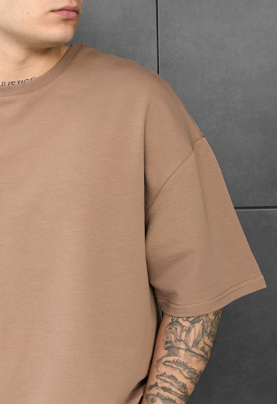 Футболка чоловіча Staff brown oversize premium коричнева брендова оверсайз ціна