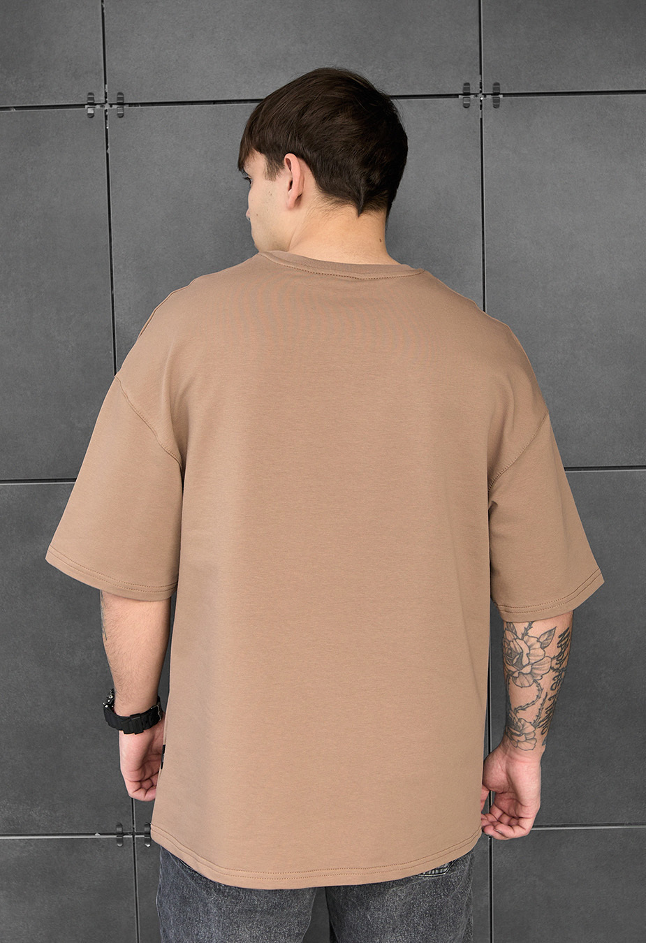 Футболка чоловіча Staff brown oversize premium коричнева брендова оверсайз ціна