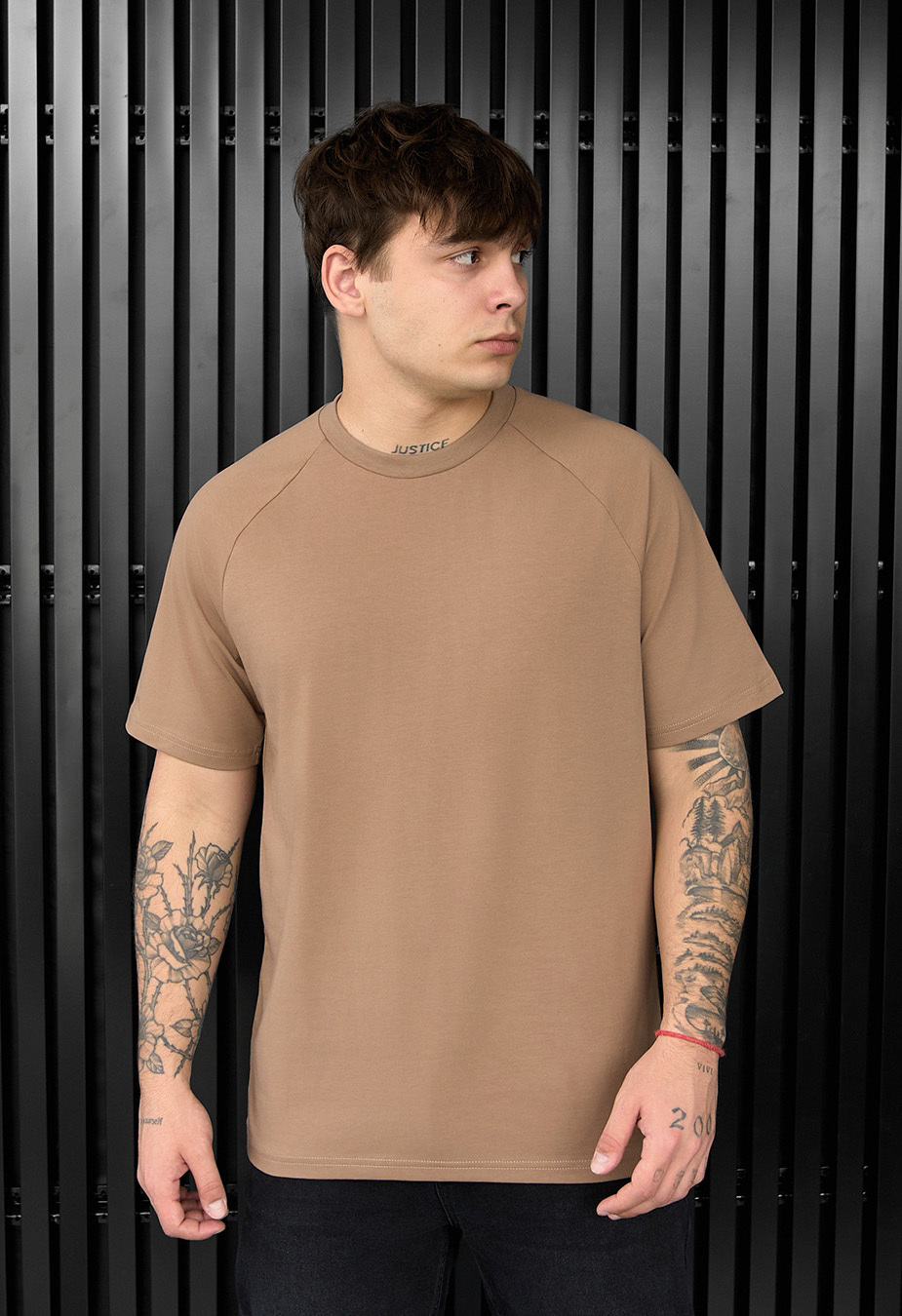 Чоловіча футболка Staff brown коричнева для хлопця однотонна купити