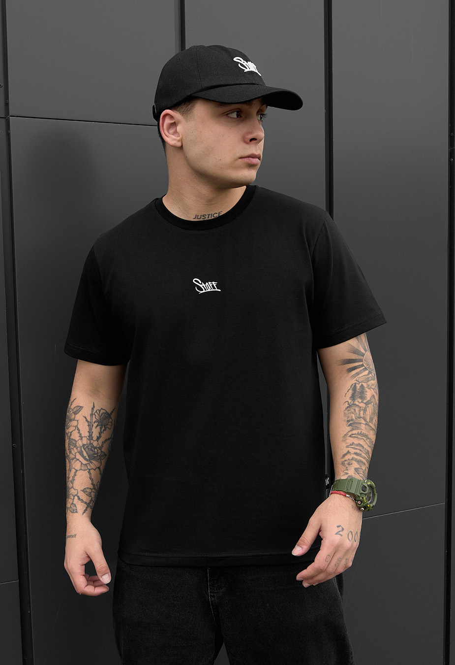 Футболка чоловіча Staff black reflective logo чорна рефлективна модна з ...