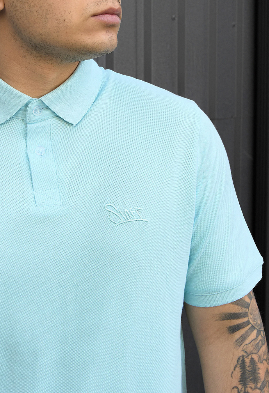 Футболка поло чоловіча Staff light blue logo блакитна з логотипом бавовняна модна ціна