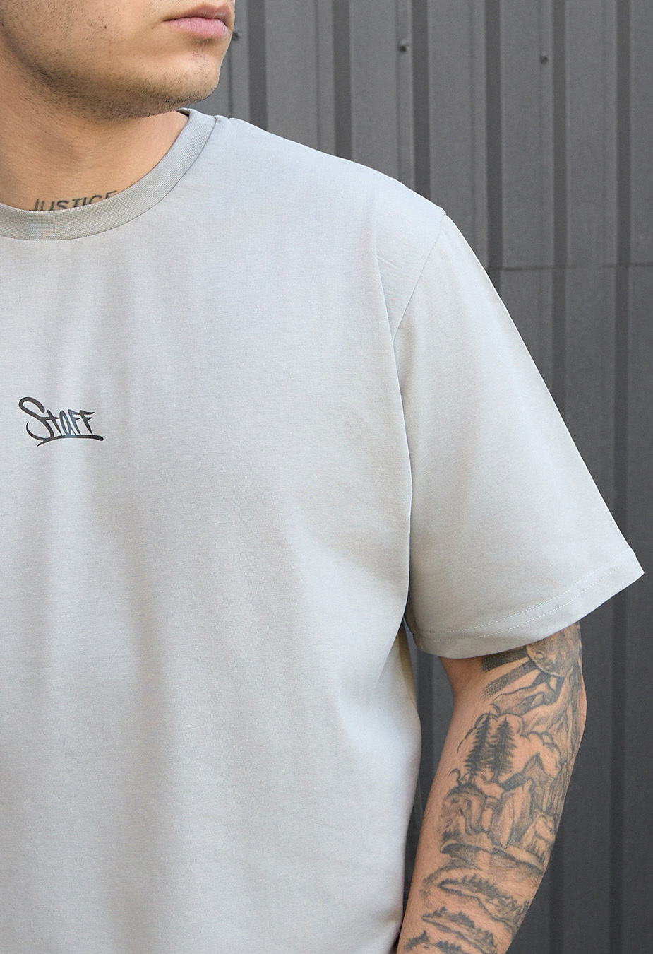 Футболка чоловіча Staff gray logo сіра з логотипом брендова ціна