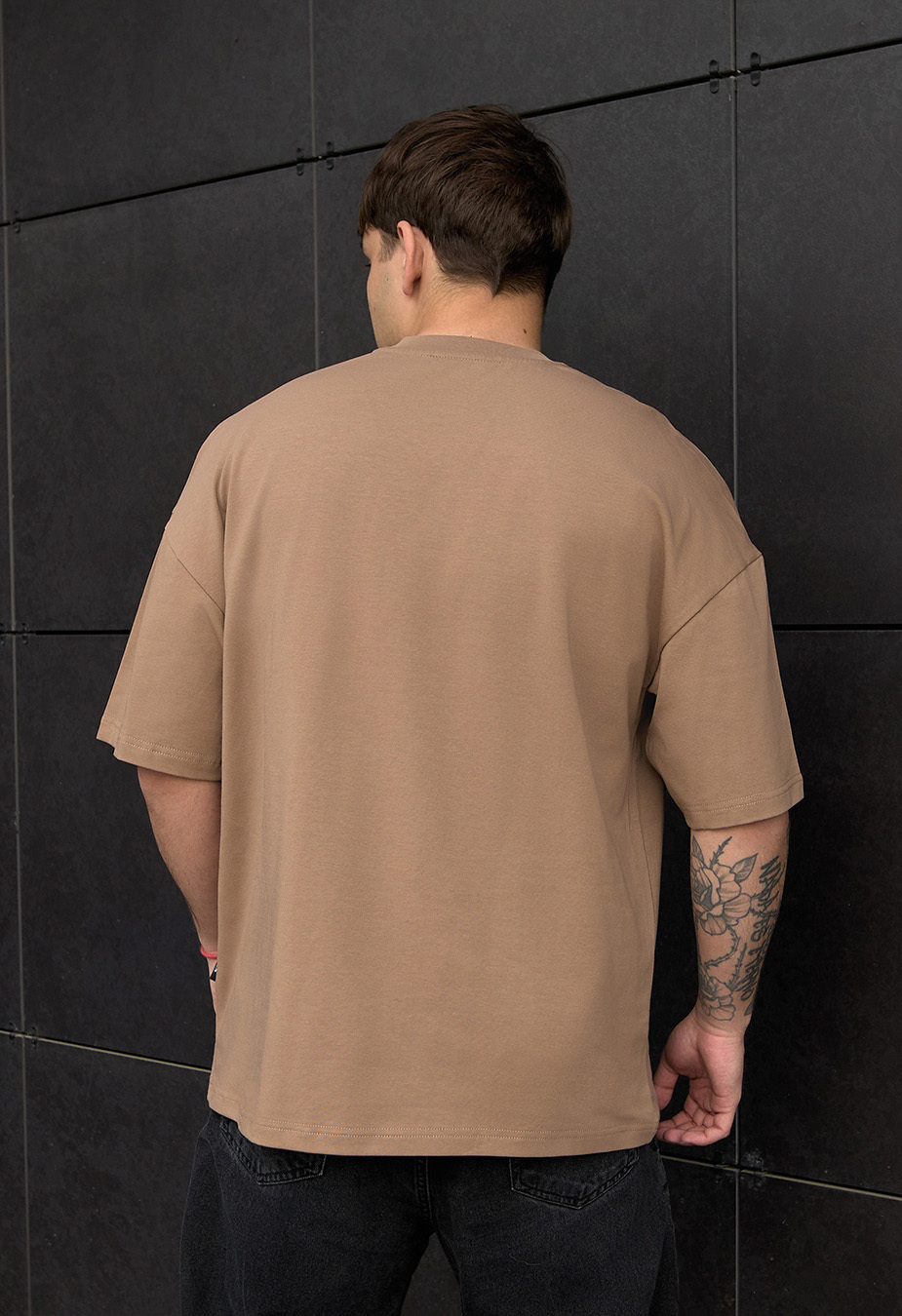 Футболка чоловіча Staff brown oversize коричнева оверсайз однотонна для хлопця купити